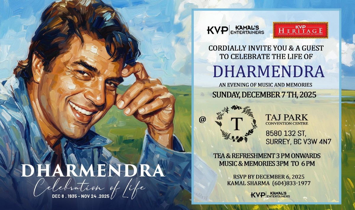 Celebrate The Life Of Bollywood Actor Dharmendra in Surrey | Indians In ...